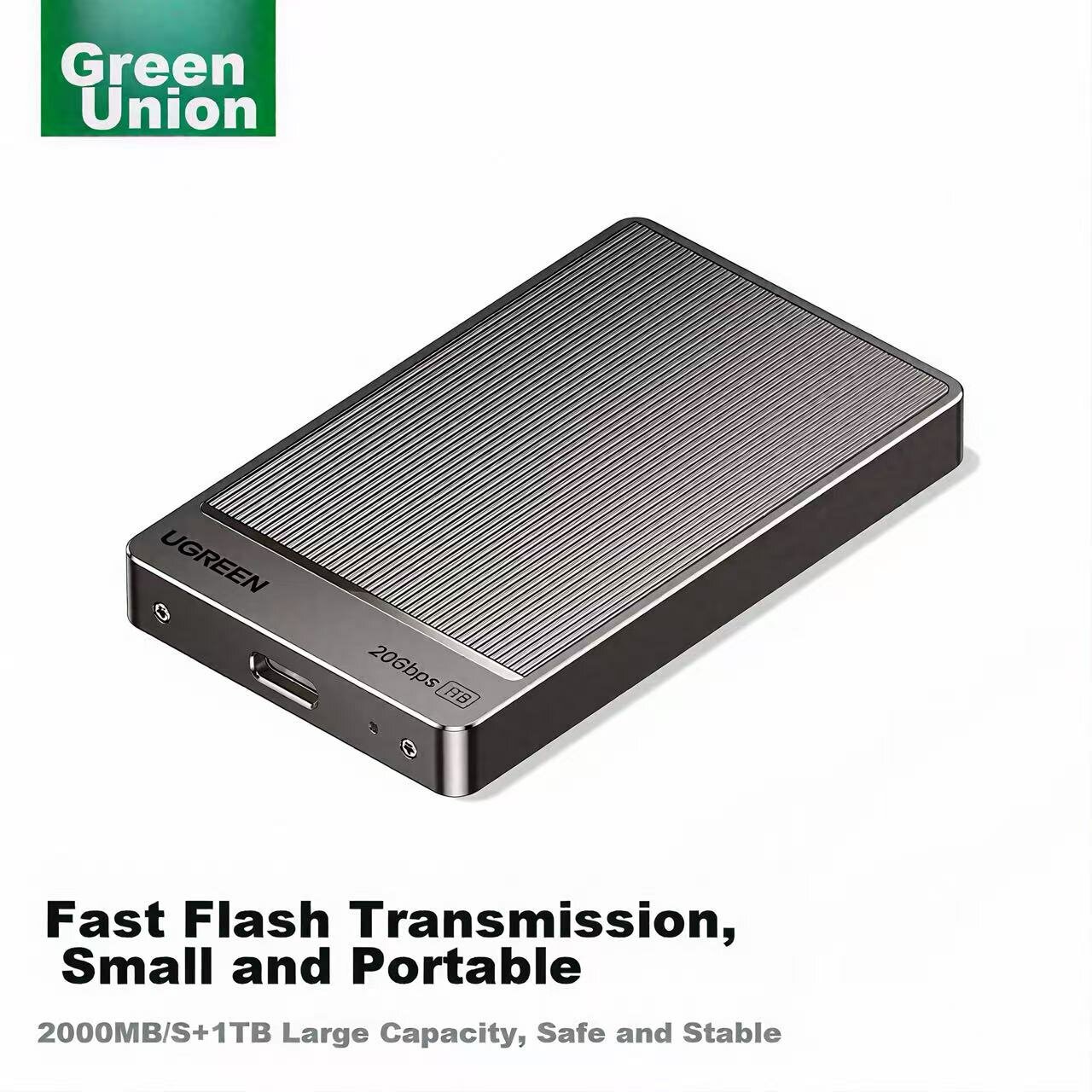 SSD-накопитель UGreen Lulian, 1 TB, Type-C, USB3.2, 2000 MB/s, TLC