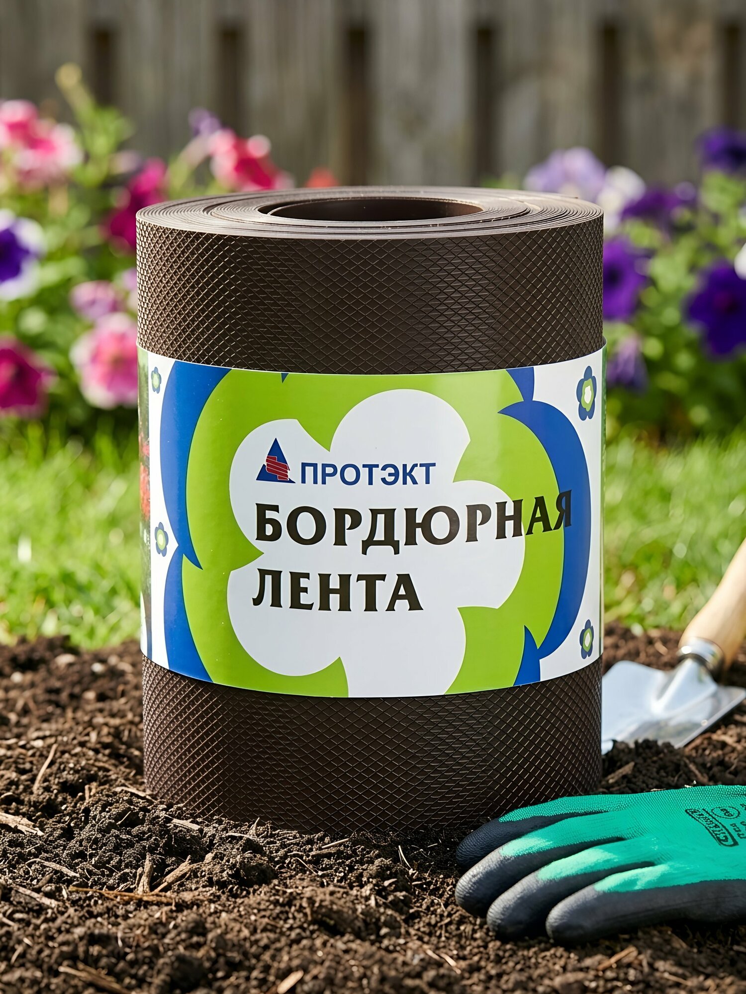 Лента бордюрная для газонов, пластмасса, 15х900 см, коричневая, Протэкт, БЛ-15/9