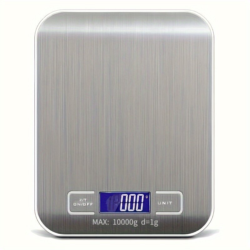 Почтовые весы 1 шт, 22.05LB/1G, мультифункциональные, высокоточные, из нержавеющей стали, для похудения, выпечки, готовки, кето и приготовления еды, серебристый цвет