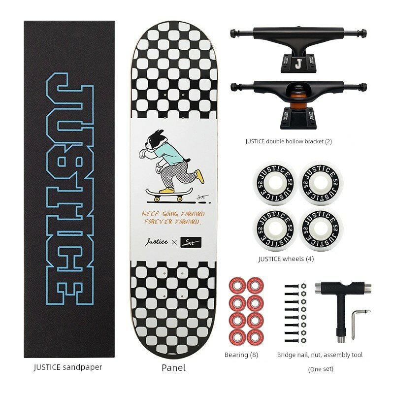 Скейтборд Justice для начинающих, двойной нос, 4 колеса, коллаборация St Skate Shop Dog