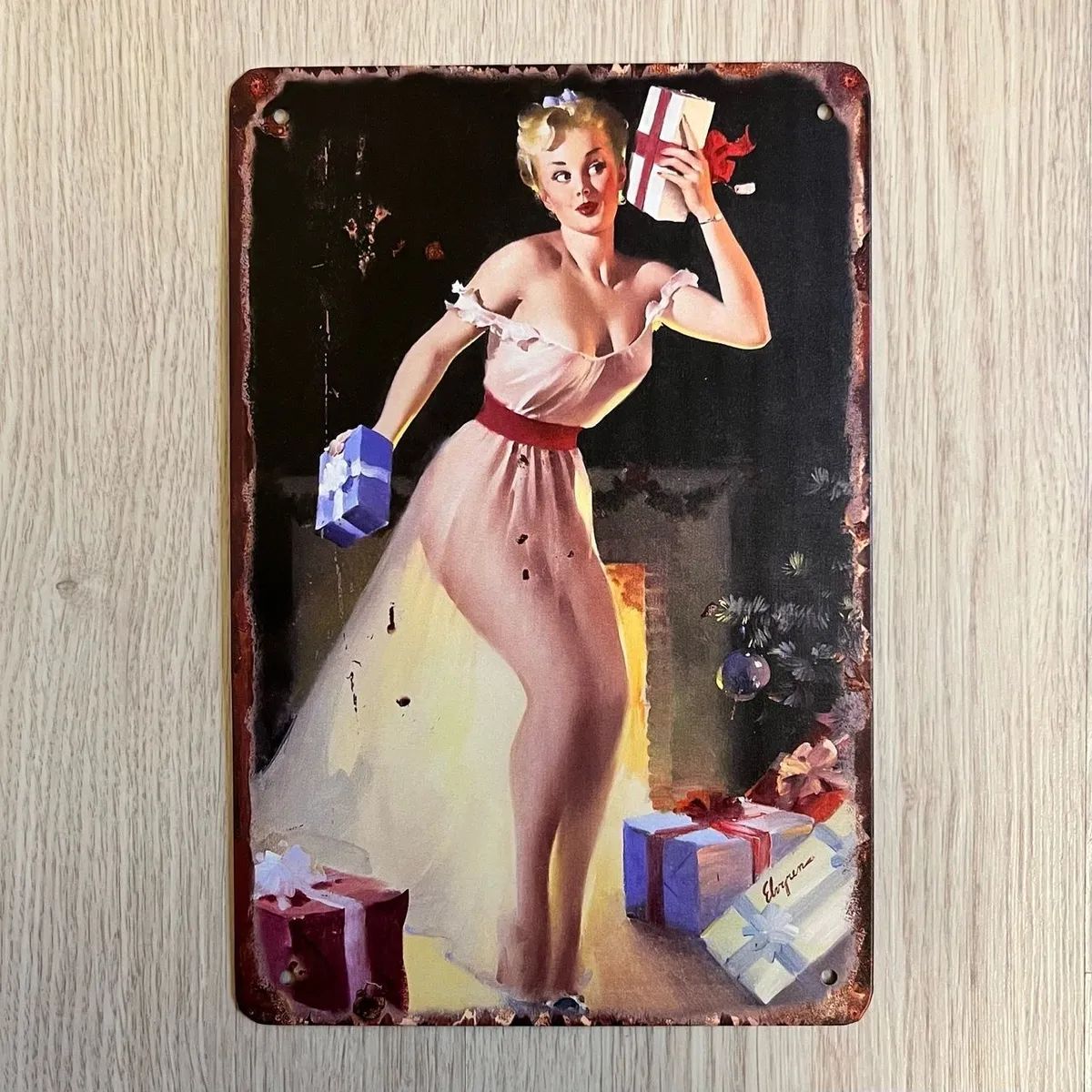 Табличка металлическая интерьерная Pin-Up Девушка Пинап