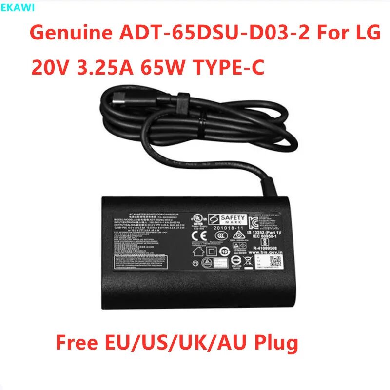 Оригинальный ADT-65DSU-D03-2 20 В 3,25 А 65 Вт TYPE-C USB-PD адаптер переменного тока для LG 17Z90Q 14Z90P 16Z90P 17Z90P зарядное устройство для ноутбука