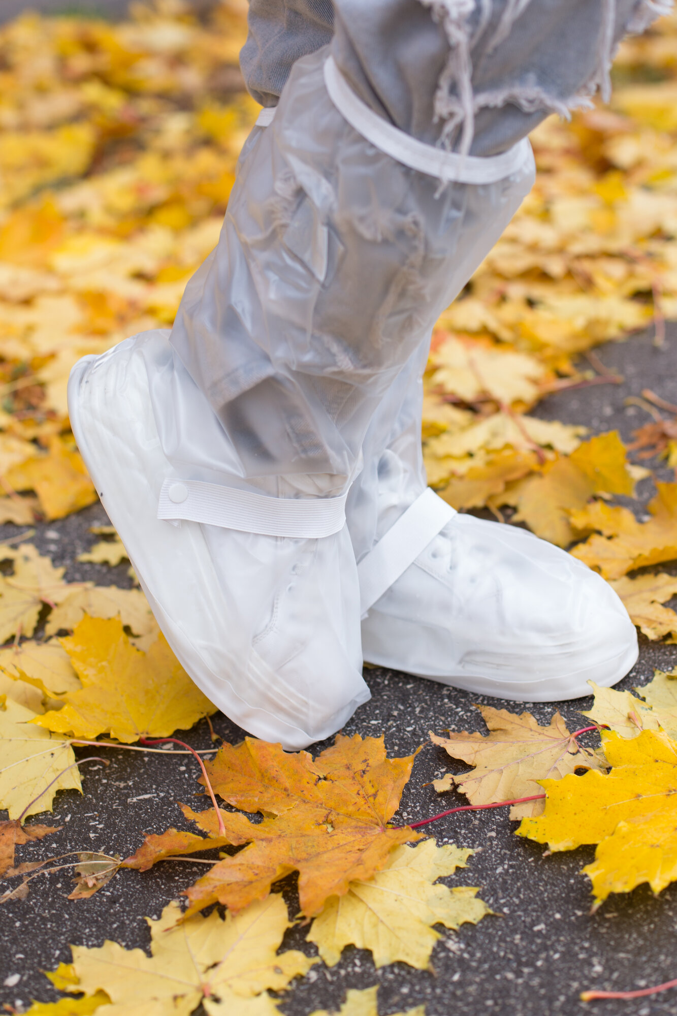 Чехлы водонепроницаемые, многоразовые, высокие, для обуви от дождя и грязи размер S (36-37) белые для женщин и мужчин