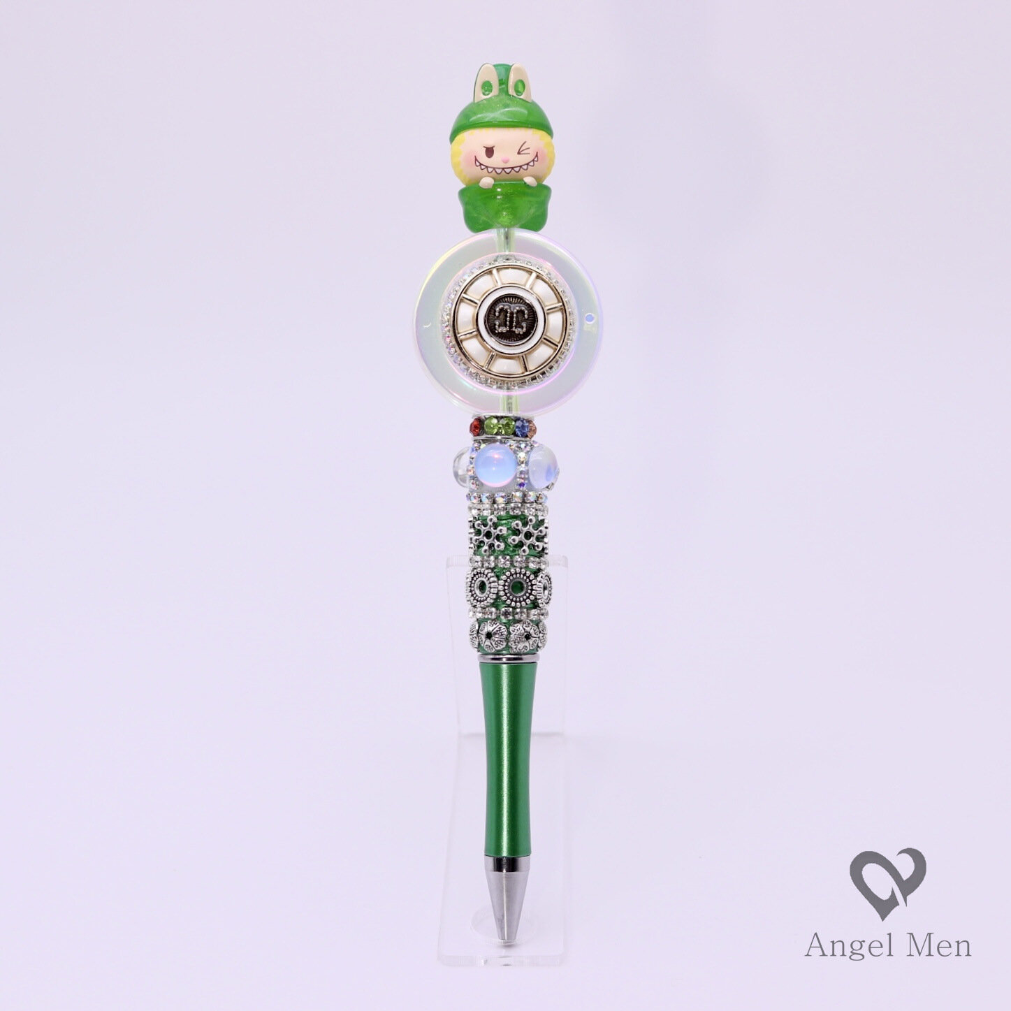 Шариковая ручка "Непальская", ручная работа, с бриллиантовым наконечником, зеленая, 0,5 мм