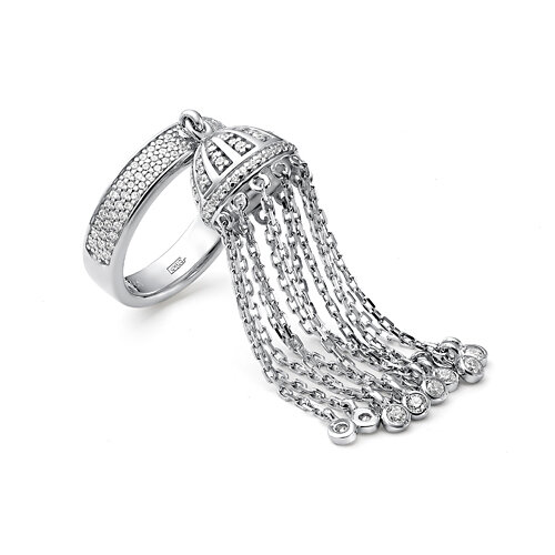 Кольцо механизм, серебро, 925 проба, фианит