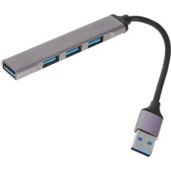 Хаб USB Orient CU-322 USB 3.0 USB 3.1 Gen1/USB 2.0 HUB 4 порта 1xUSB3.0+3xUSB2.0 USB штекер тип А алюминиевый корпус серебристый