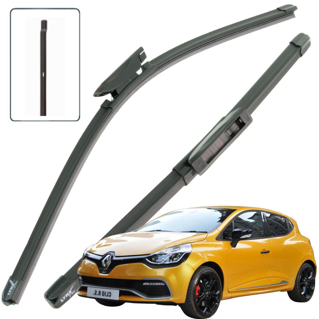 Дворники Renault Clio (4) CH / Рено Клио хэтчбек 5 дв. 2012 - 2016 Щетки стеклоочистителя бескаркасные автомобильные LYNXauto 650мм-380мм к-т 2шт.