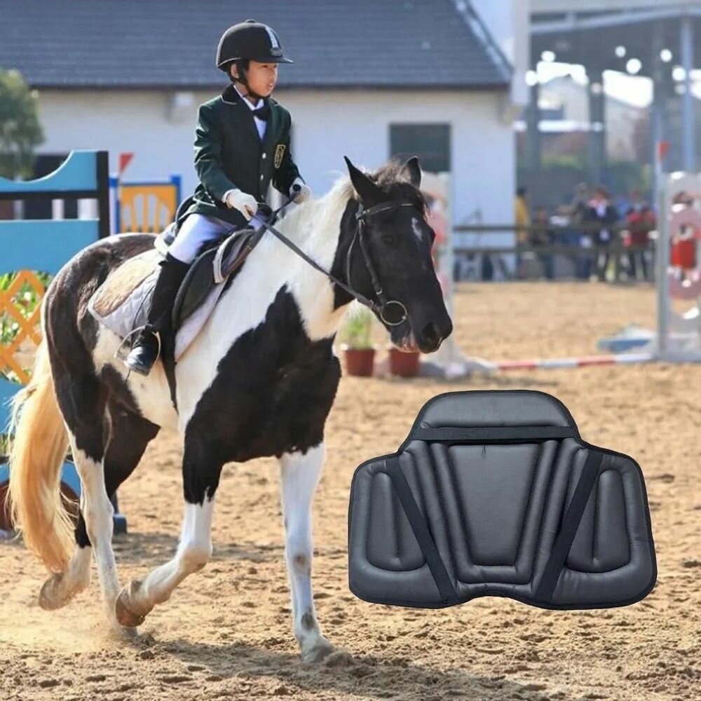 Амортизатор под седло лошади, вальтрап, черный, 50 см, для конного спорта