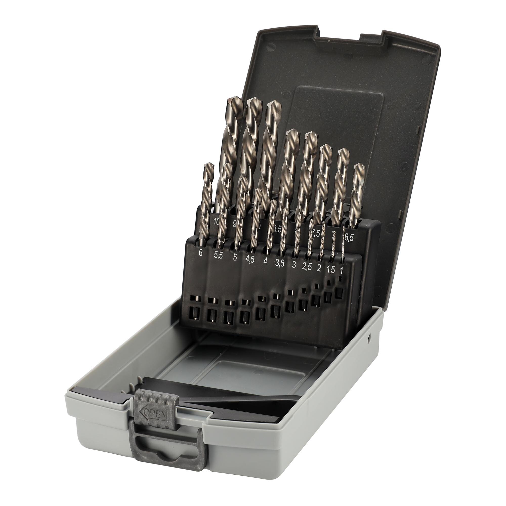 Набор левых сверл по металлу H-Tools 1-10мм 19шт HSS-G 135° DIN338 214214LiROHT