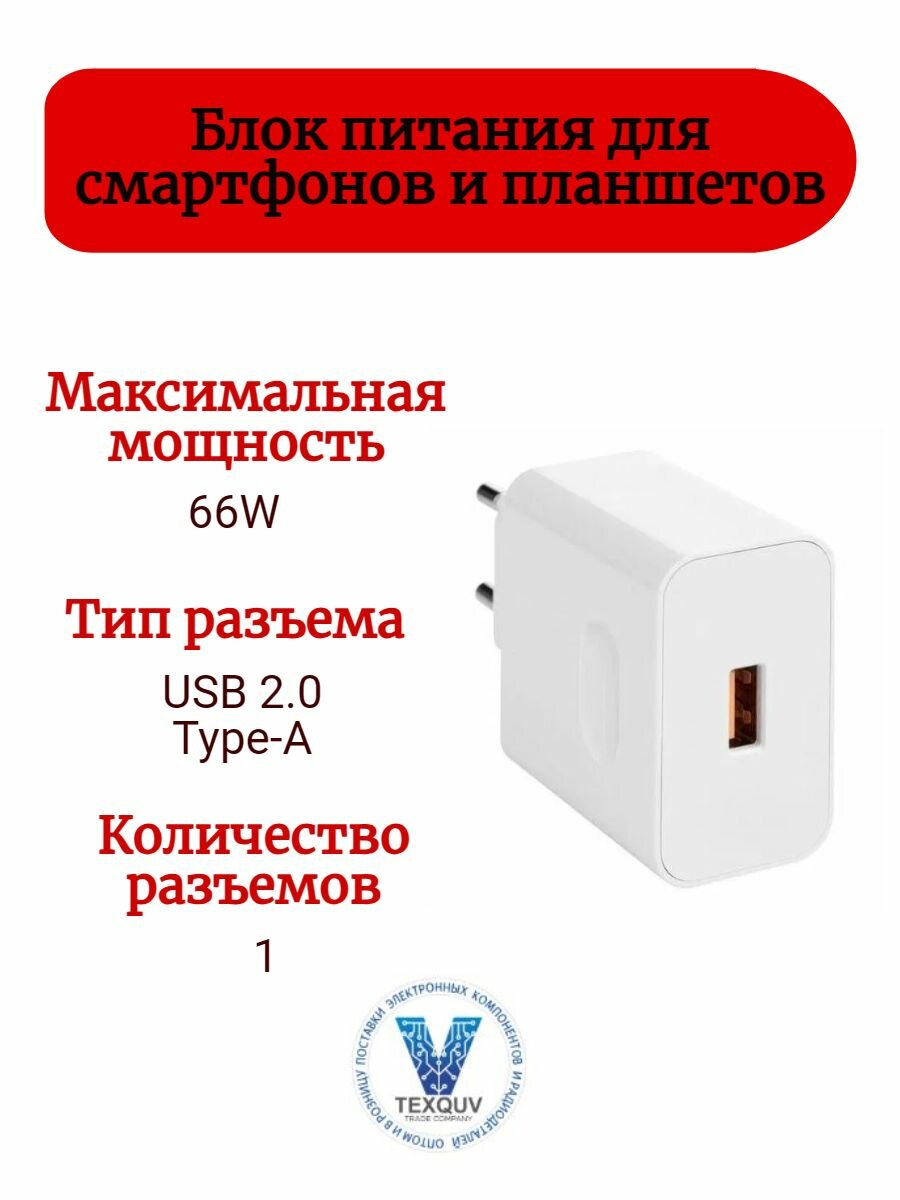 Блок питания для смартфонов и планшетов (USB) 66W