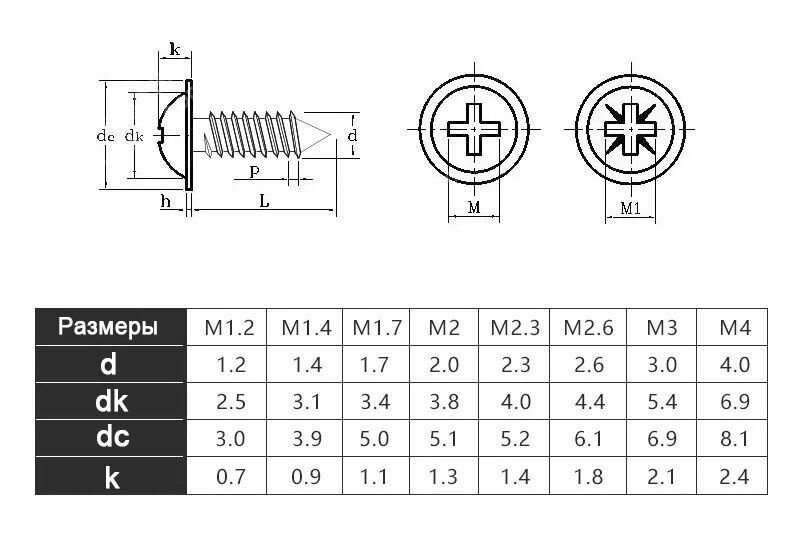 Шуруп - саморез 3*16мм декоративный (цвет - черный)