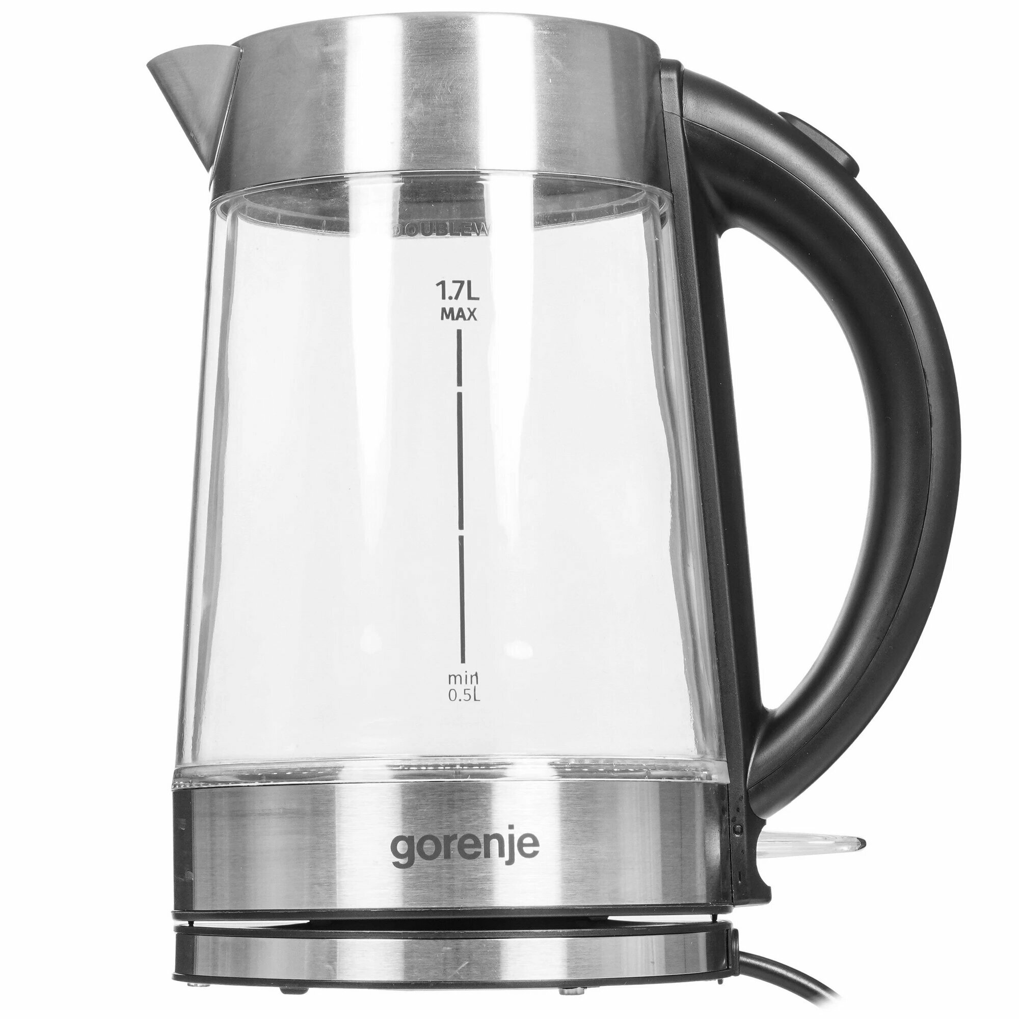 Электрочайник Gorenje K17GDWII, боросиликатное стекло, нержавеющая сталь, 1.7л