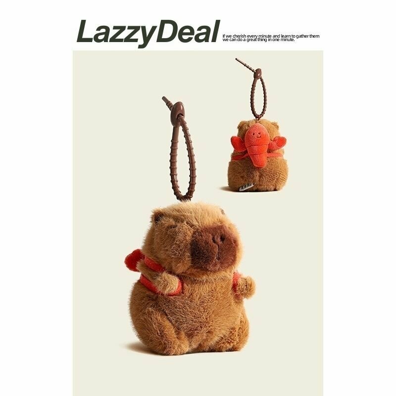 Милый брелок Капибара с раком-рюкзачком (рюкзак снимается)! Плюшевый зверёк на сумку, ключи, рюкзак. Для девочек!