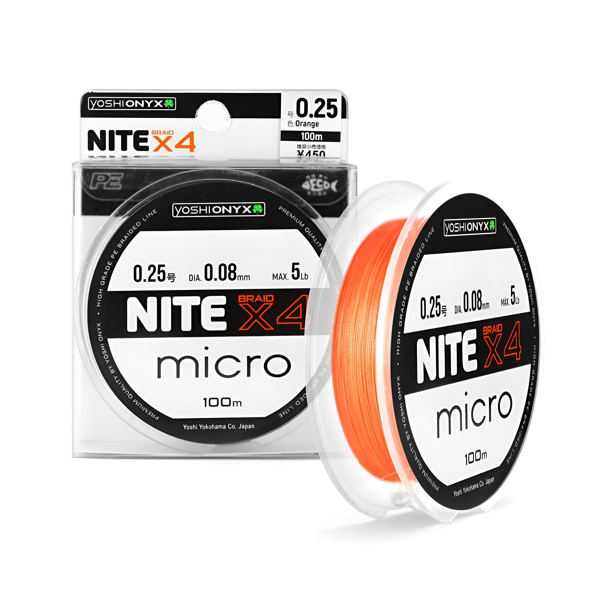 Леска Yoshi Onyx NITE Micro х4 Orange, 0.4#, 0.10мм, 100м, цвет оранжевый