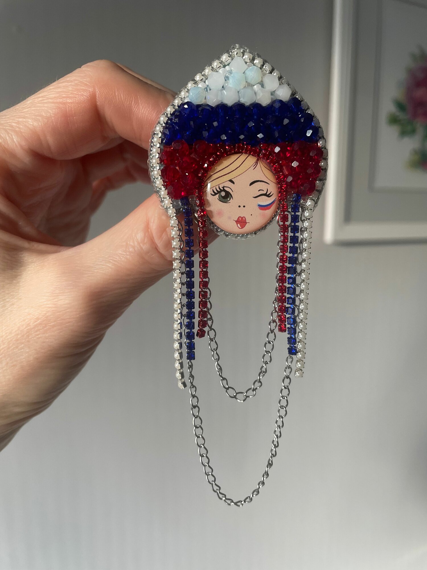 Брошь, хрусталь, горный хрусталь, стразы, кристалл