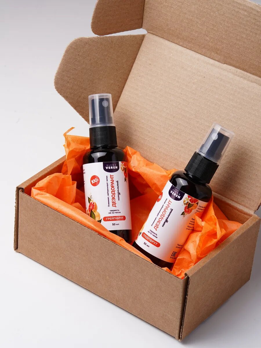 Набор дезодорантов Elena Veren "Грейпфрут", 2шт, натуральный, гипоаллергенные, 50 мл