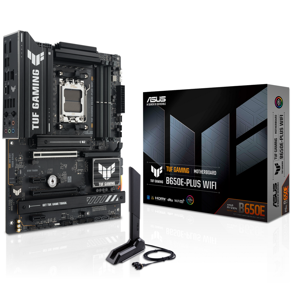 Материнская плата ASUS TUF GAMING B650E-PLUS WIFI AM5 ATX 4xDDR5 2xPCIEx16 2xPCIEx1 3xM.2 USB-C DP HDMI 2.5GLAN Wi-Fi 6E