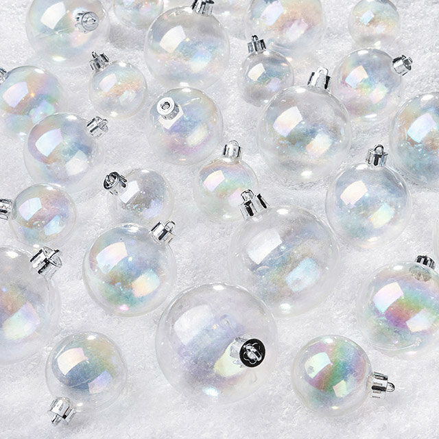 Набор пластиковых шаров Luminous - Прозрачный Перламутр, 4-6 см, 30 шт, Winter Deco, 023086