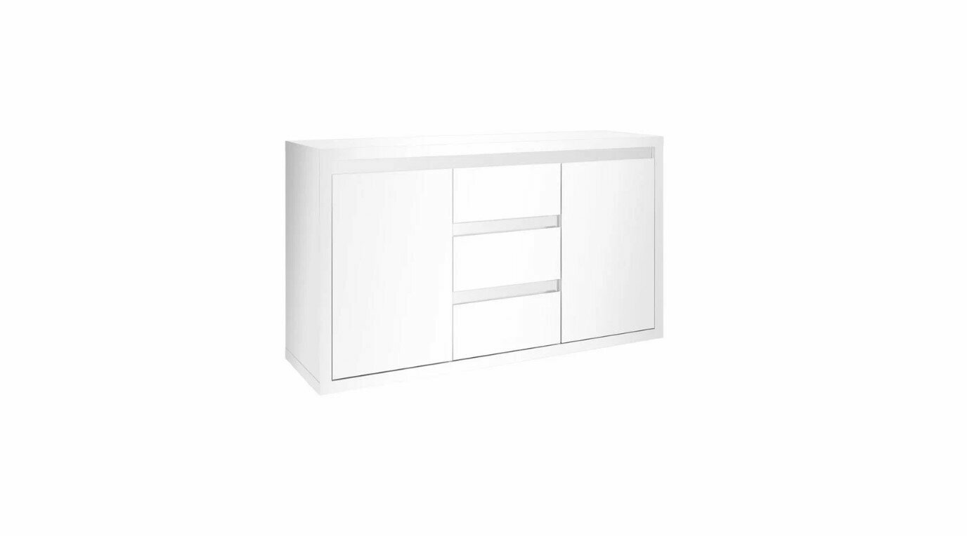 Комод Норд Белый / Белый глянец, с ящиками, ЛДСП, 76 × 133.5 × 40 см