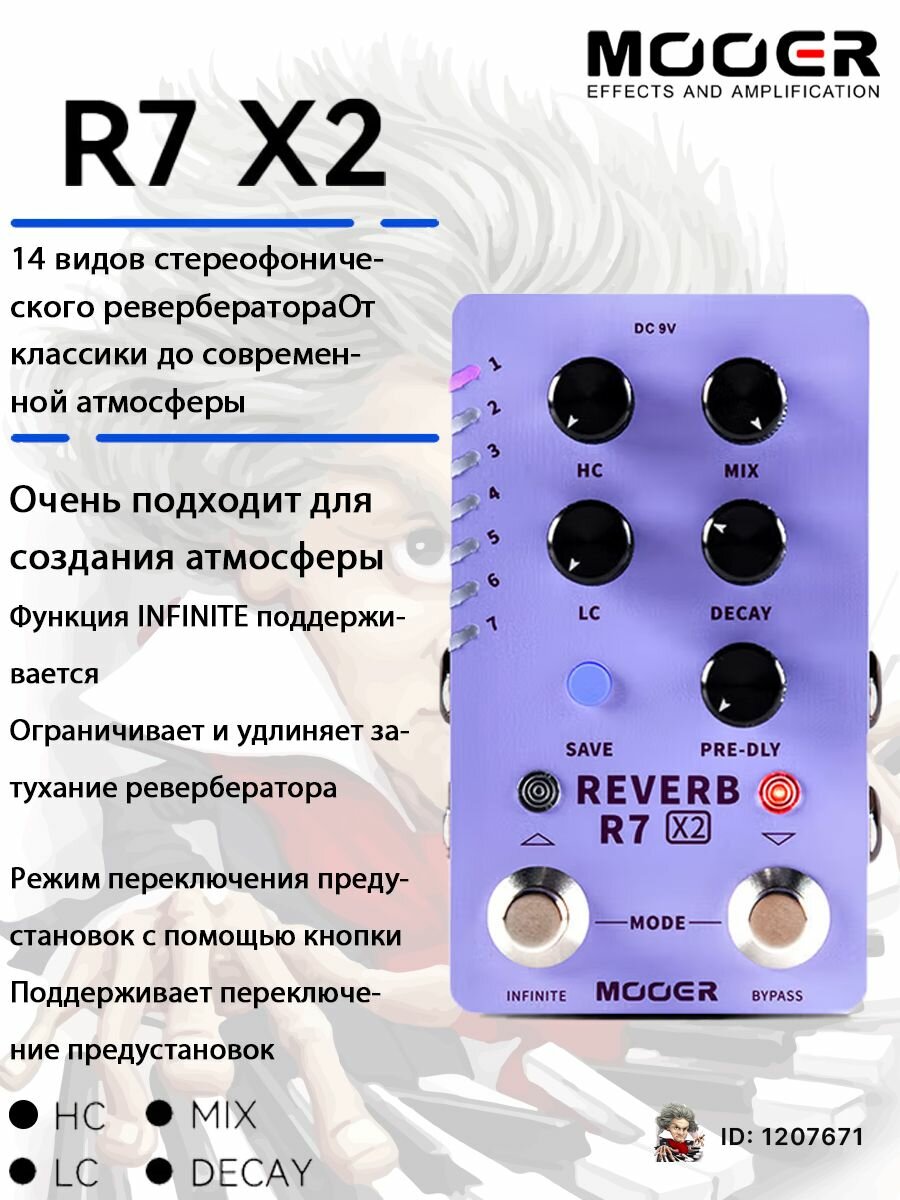 MOOER R7 X2 (моноблок стерео реверберации)