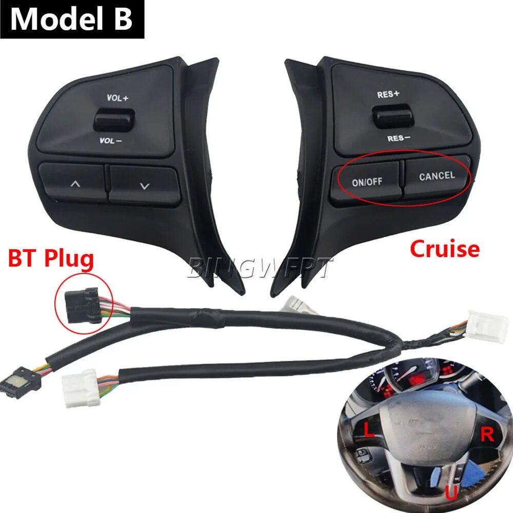 Для KIA Rio 2011 2012 2013-2016 многофункциональная кнопка управления на руле, переключатель громкости телефона для BT, автомобильные аксессуары, Model B