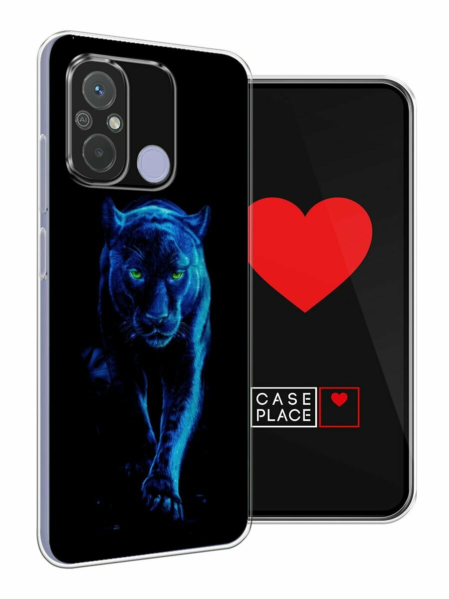 Чехол на Xiaomi Redmi 12C/Poco C55 / Редми 12C/Поко С55 с принтом "Пантера в лунном свете" — фото 1