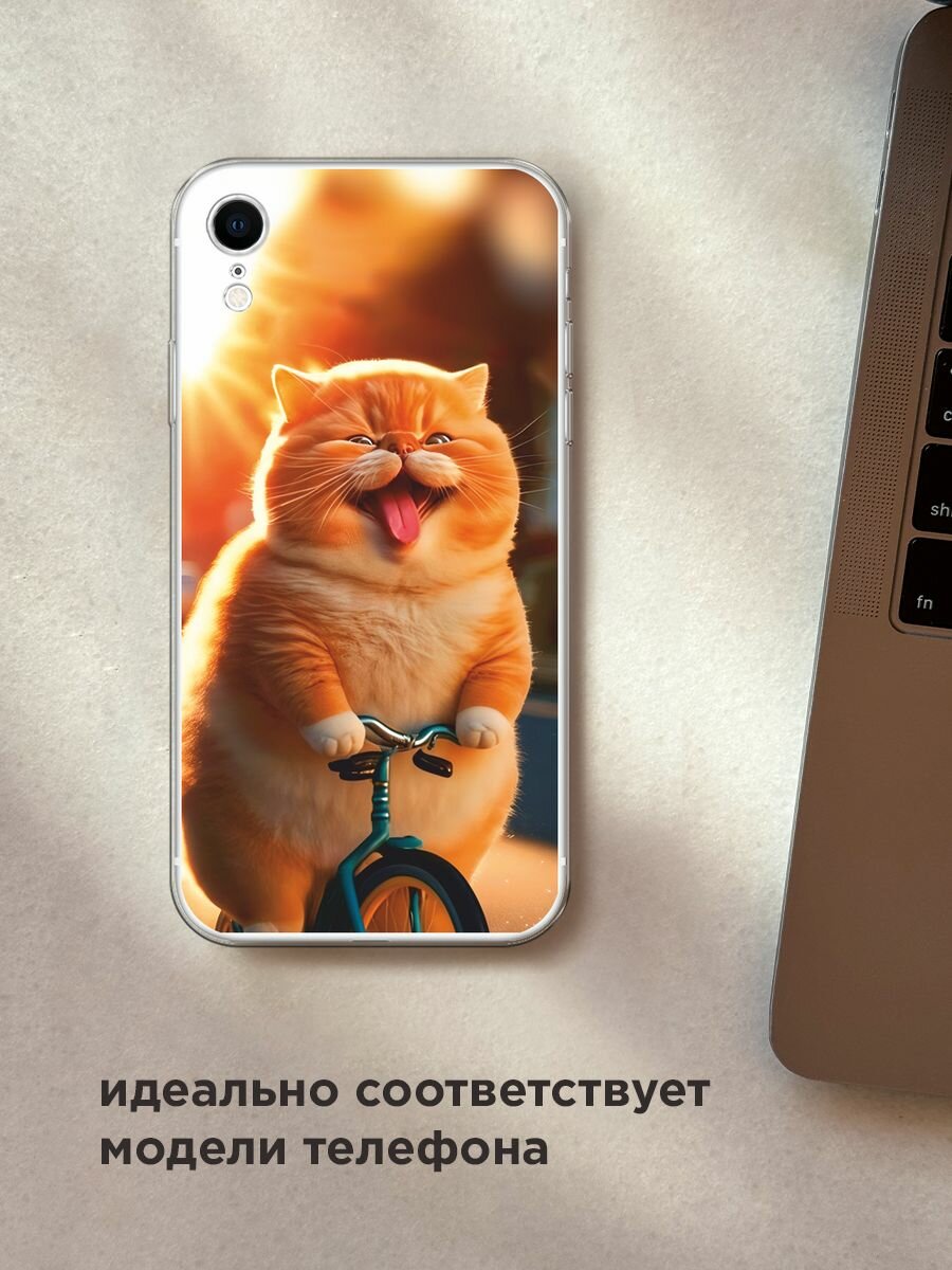 Чехол на Apple iPhone XR / Айфон XR с принтом "Кот на велике" — фото 1