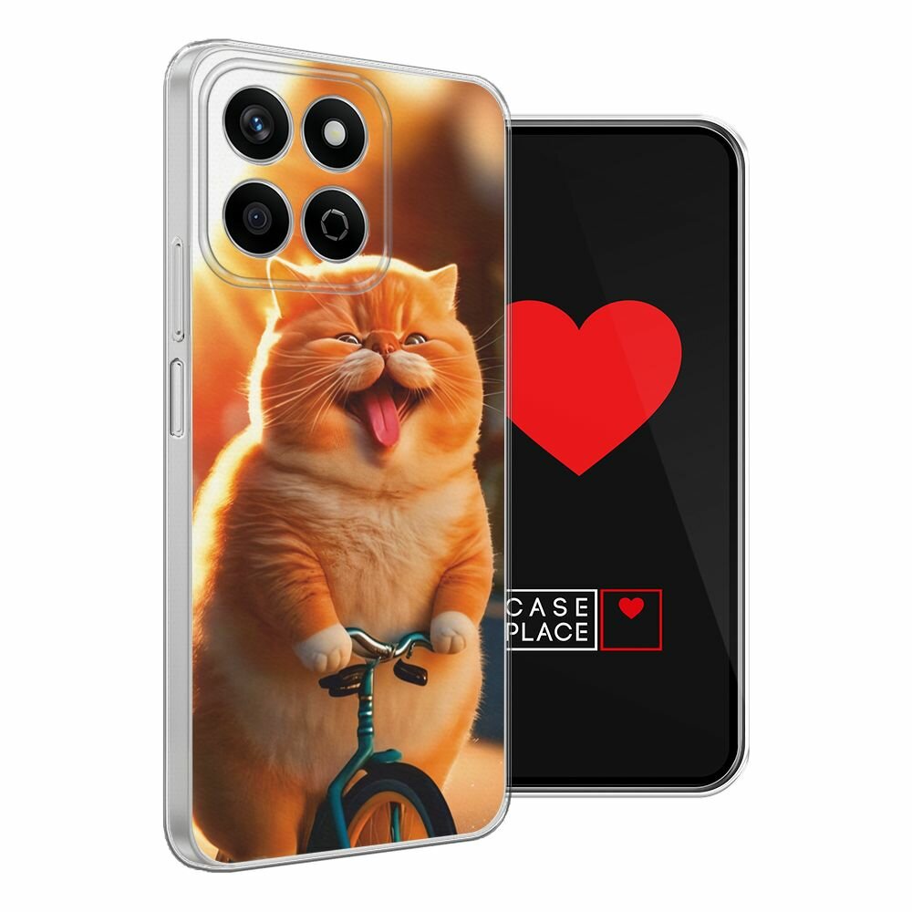 Силиконовый чехол на Honor X7c / Хонор X7c с принтом "Кот на велике" — фото 1