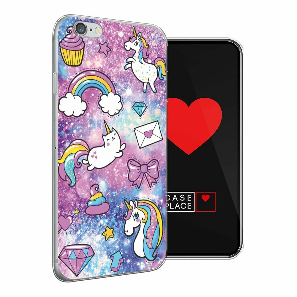 Чехол на Apple iPhone 6 / Айфон 6 с принтом "Rainbow doodles" — фото 1