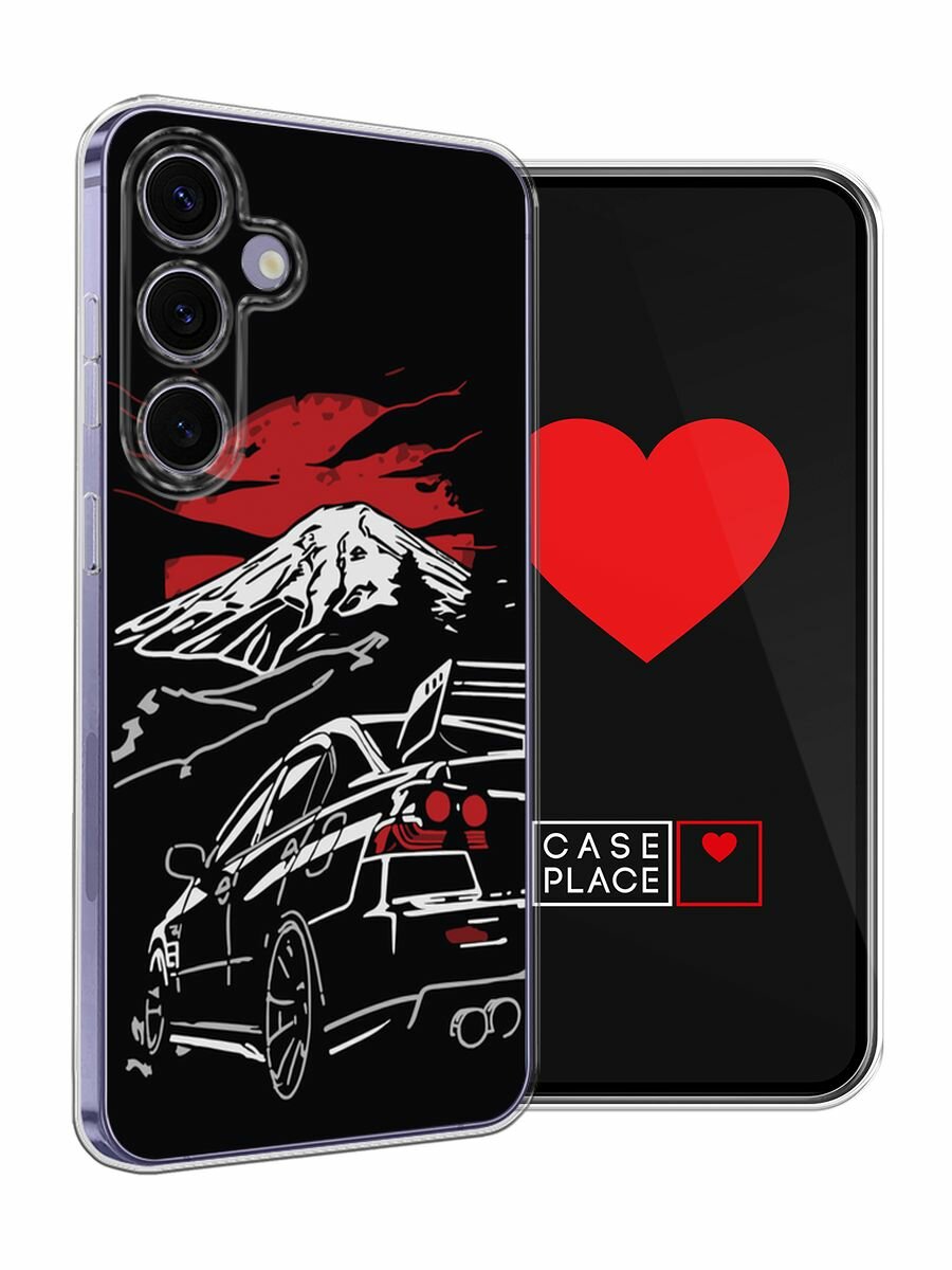 Чехол на Samsung Galaxy S24 Plus / Самсунг S24 Plus с принтом "Машина в горах JDM" — фото 1