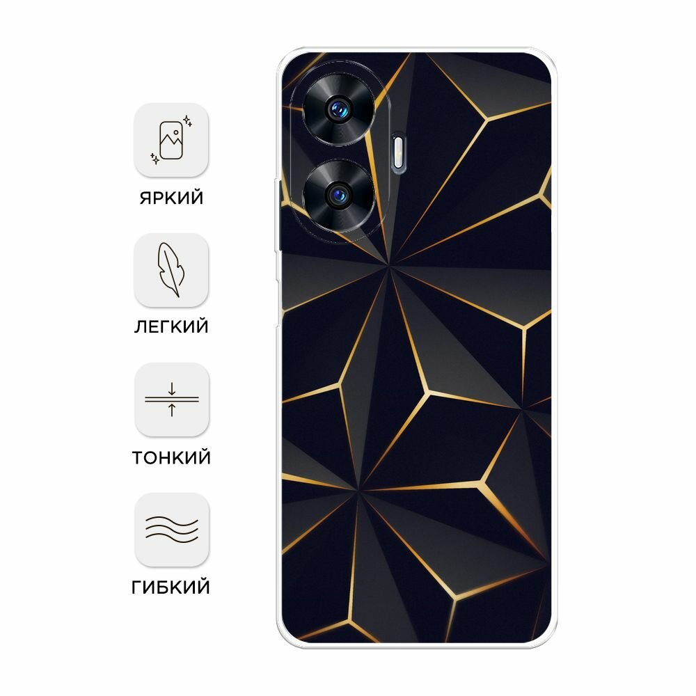 Чехол на Realme C55 / Реалми C55 с принтом "Черные полигоны" — фото 1