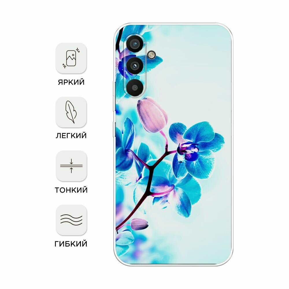 Чехол на Samsung Galaxy A34 / Самсунг A34 с принтом "Голубая орхидея" — фото 1