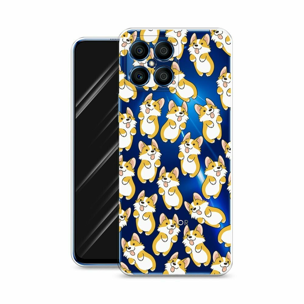 Чехол на Honor X8 / Хуавей X8 с принтом Милашки корги, прозрачный — фото 1