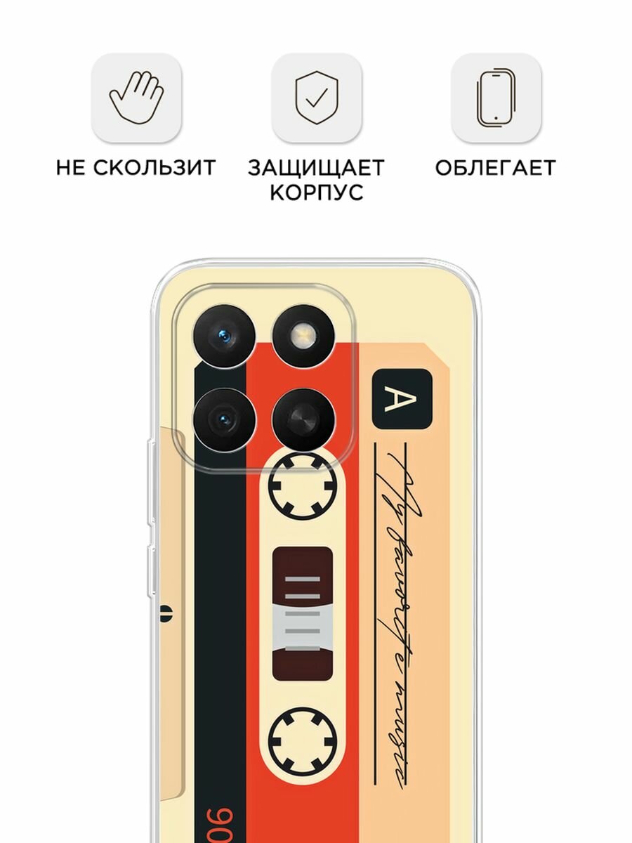 Силиконовый чехол на Honor X8c / Хонор X8c с принтом "Бежевая кассета" — фото 1
