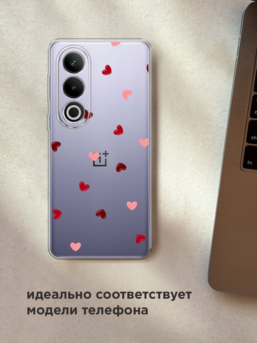 Чехол на Oneplus Ace 3V / Ван Плас Эйс 3V с принтом "Бордовые сердечки 2" — фото 1