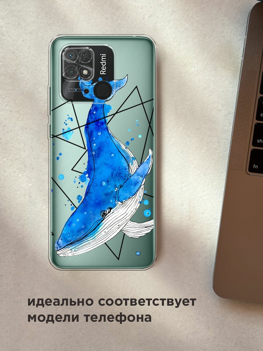 Чехол на Xiaomi Redmi 10C / Сяоми Редми 10C с принтом "Кит графика", прозрачный — фото 1