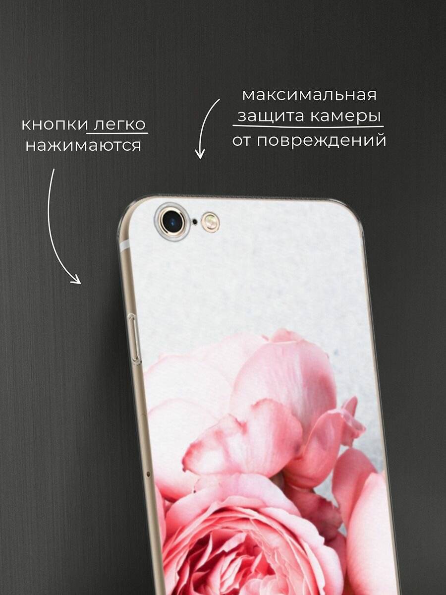 Чехол на Apple iPhone 6 Plus/6S Plus / Айфон 6 Плюс/Айфон 6С Плюс с принтом "Пионы на белом" — фото 1
