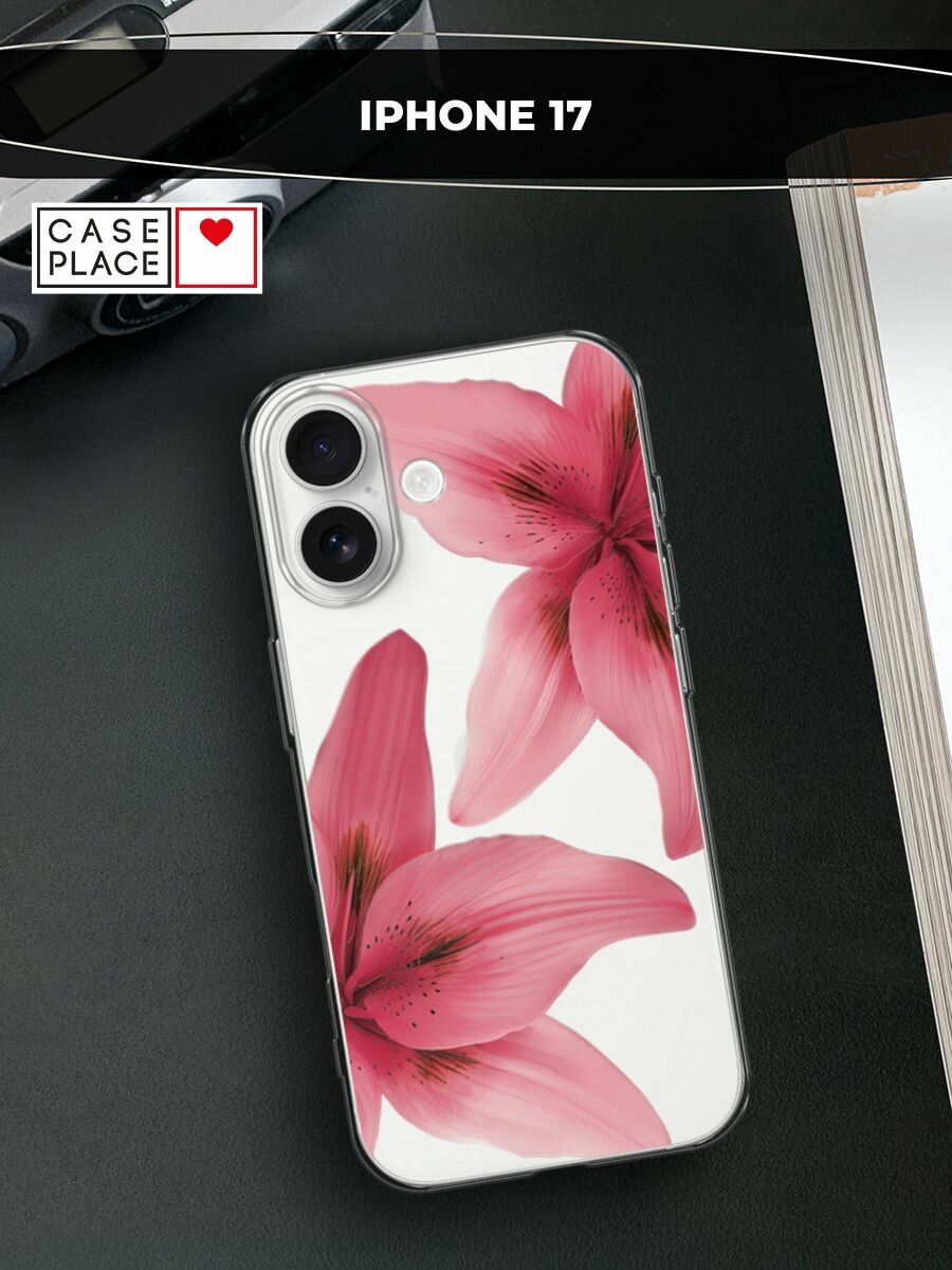 Чехол на Apple iPhone 17 / Айфон 17 с принтом "Pink flower"