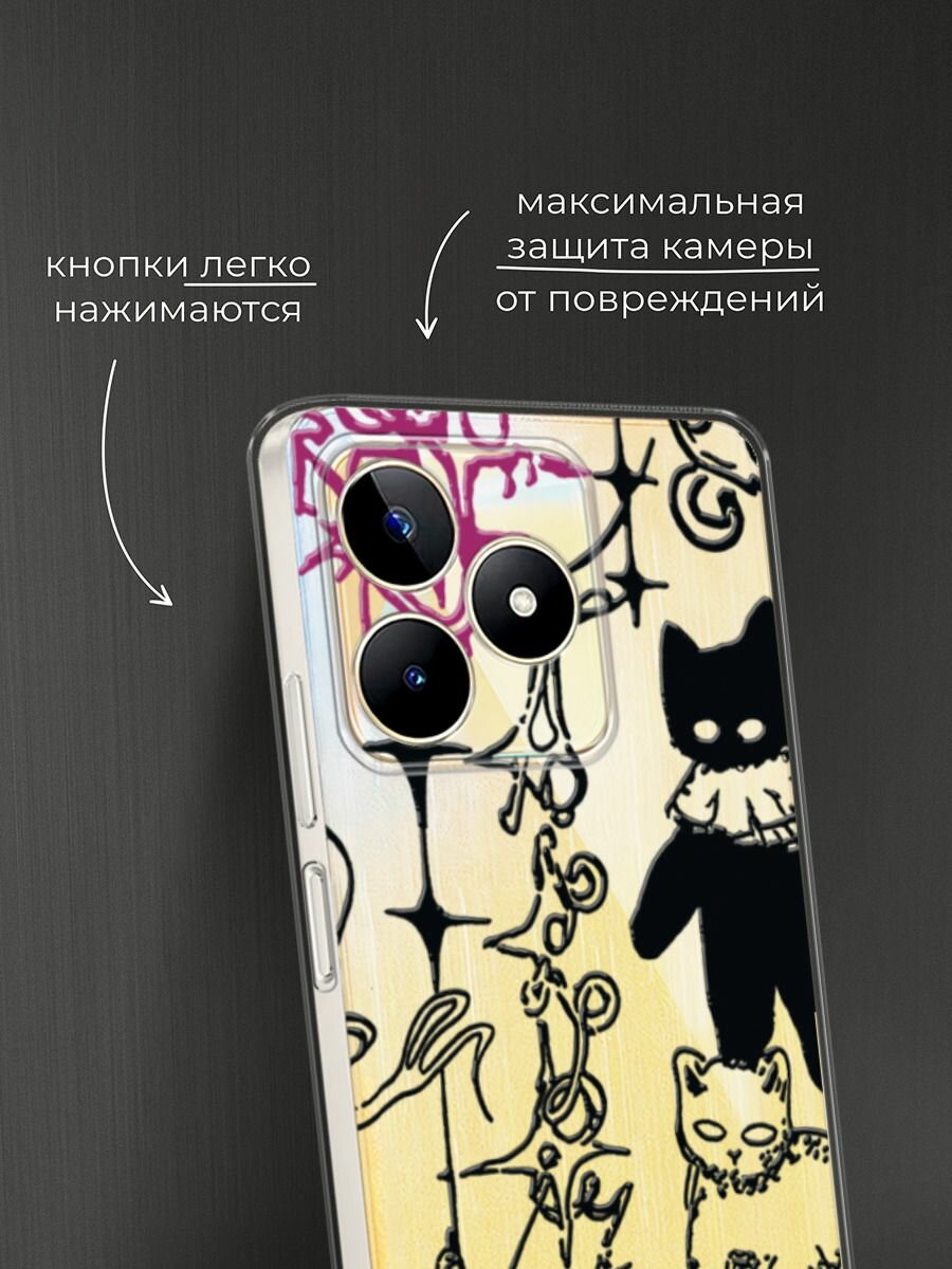 Чехол на Realme C53/C51 / Реалми С53/С51 с принтом "Готические котики" — фото 1