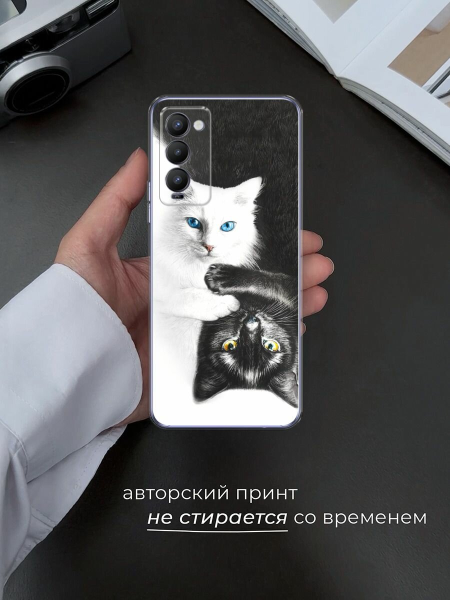 Чехол на Tecno Camon 18/18T / Текно Камон 18/18T с принтом "Коты Инь-Янь" — фото 1