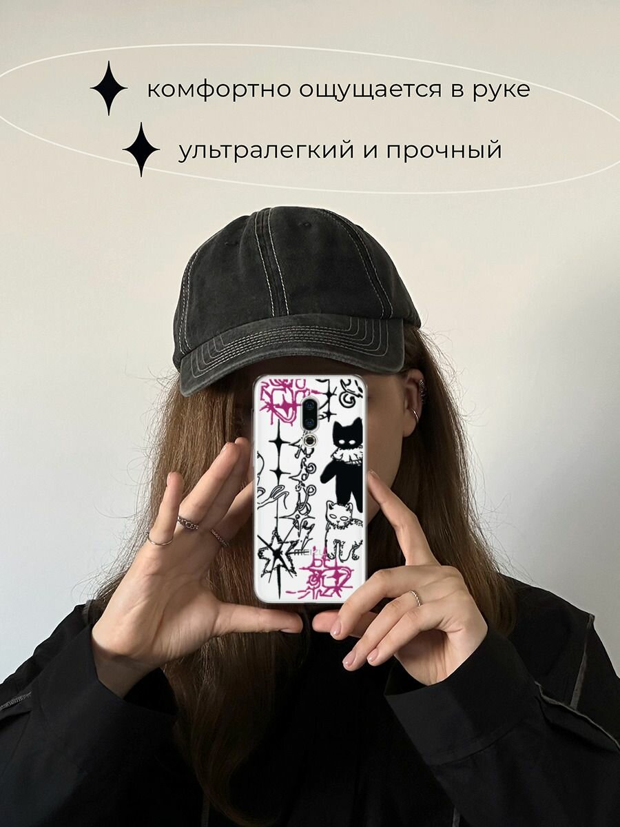 Чехол на Meizu 16th / Мейзу 16th с принтом "Готические котики" — фото 1
