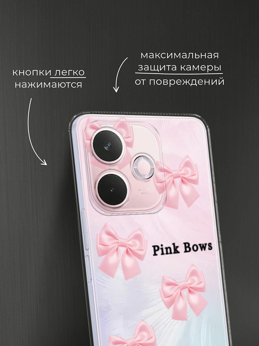Чехол на Oppo A5 Pro / Оппо А5 Про с принтом "Pink Bows", прозрачный — фото 1