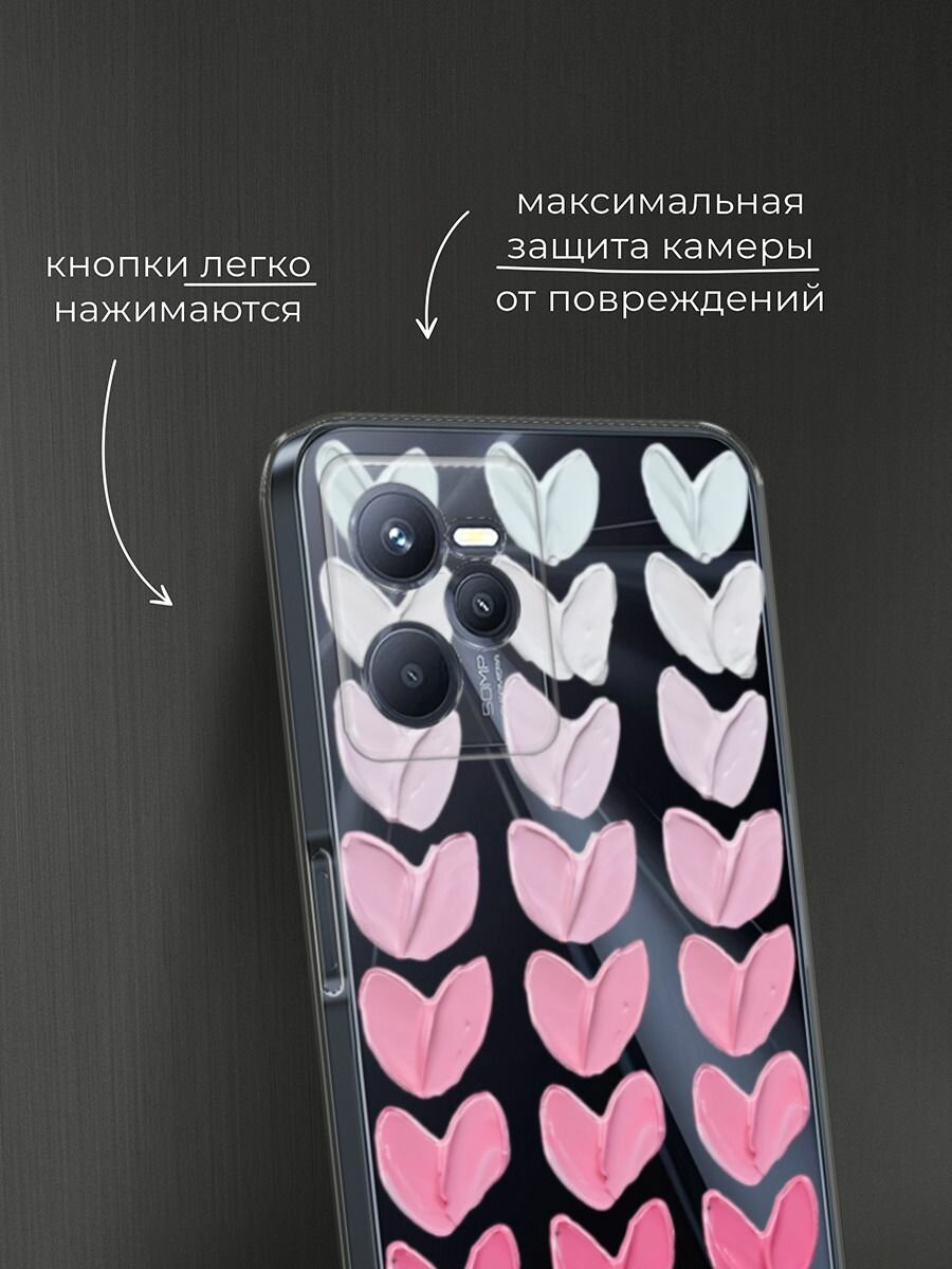 Чехол на Realme C35 / Реалми C35 с принтом "Градиент из сердечек" — фото 1
