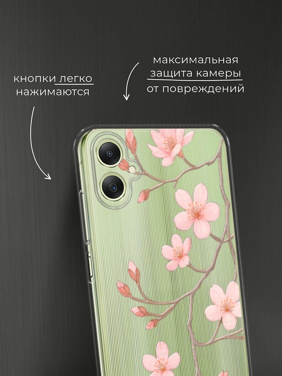 Чехол на Samsung Galaxy A06 / Самсунг Галакси А06 с принтом "Веточка распускающейся сакуры 2" — фото 1