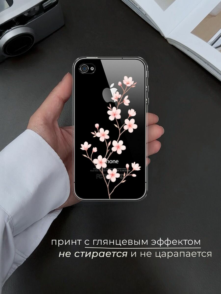 Чехол на Apple iPhone 4/4S / Айфон 4/4S с принтом "Веточка сакуры 2" — фото 1