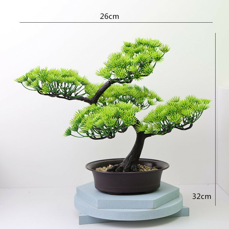 Realistic faux pine tree with plastic construction for home and office decorative accent style a
