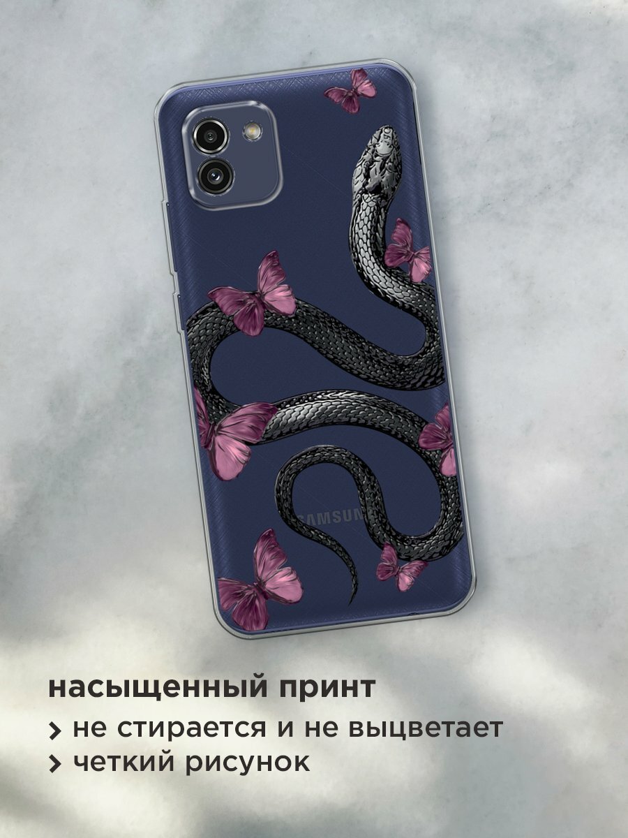 Чехол на Samsung Galaxy A03 / Самсунг Галакси А03 с принтом "Snake and butterflies 2" — фото 1
