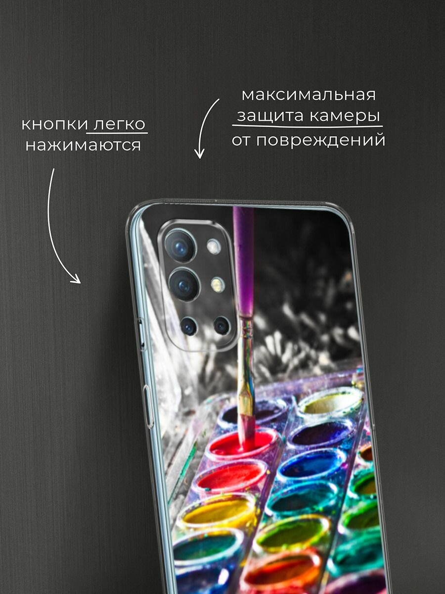 Силиконовый чехол на OnePlus 9R / ВанПлас 9R с принтом "Палитра красок" — фото 1