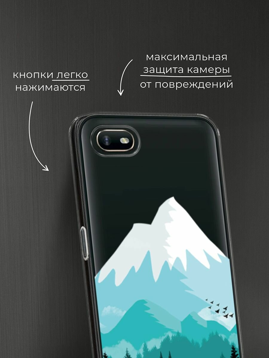 Чехол на Oppo A1k / Оппо А1к с принтом "Синяя снежная гора", прозрачный — фото 1