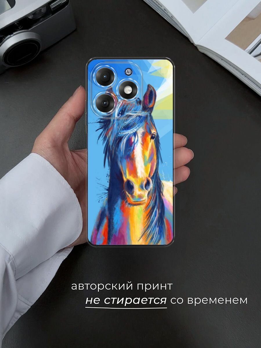 Силиконовый чехол на Itel A70 / Ител А70 с принтом "Лошадь арт 3" — фото 1